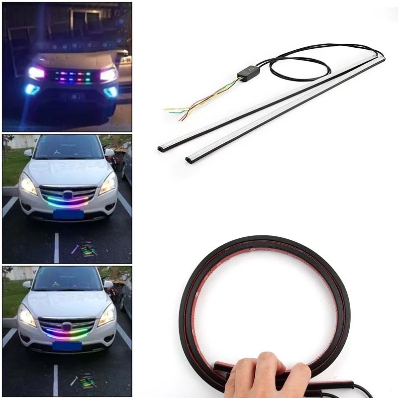 2Pcs 1 in 4 RGB Headlight Knight Night Rider LED Strip Scanner 7-Colors ...