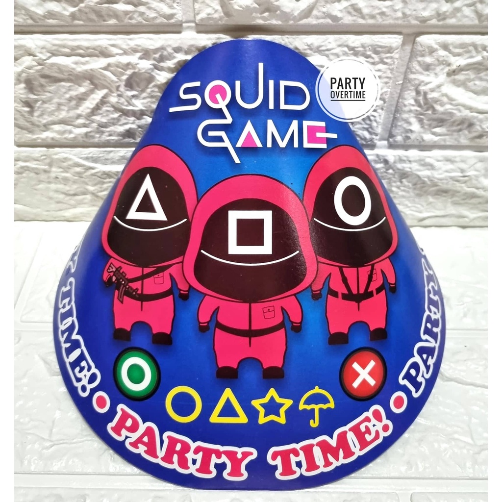 10 pcs Party Hat Squid Game Birthday Christening Decoration | Shopee ...