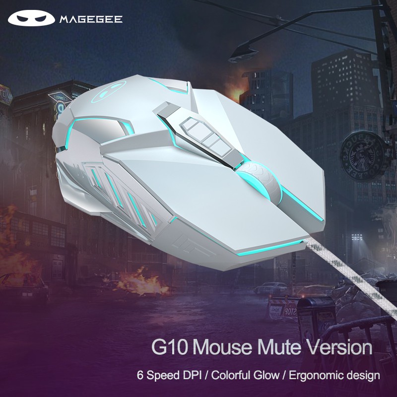 MageGee G10 Gaming Mouse Wired Silent Mouse 7 Colors Breathing LED ...