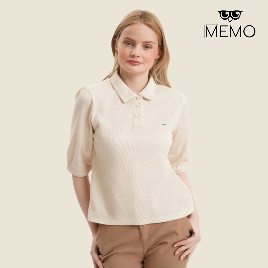 Memo Textured Polo For Women (Khaki) | Shopee Philippines