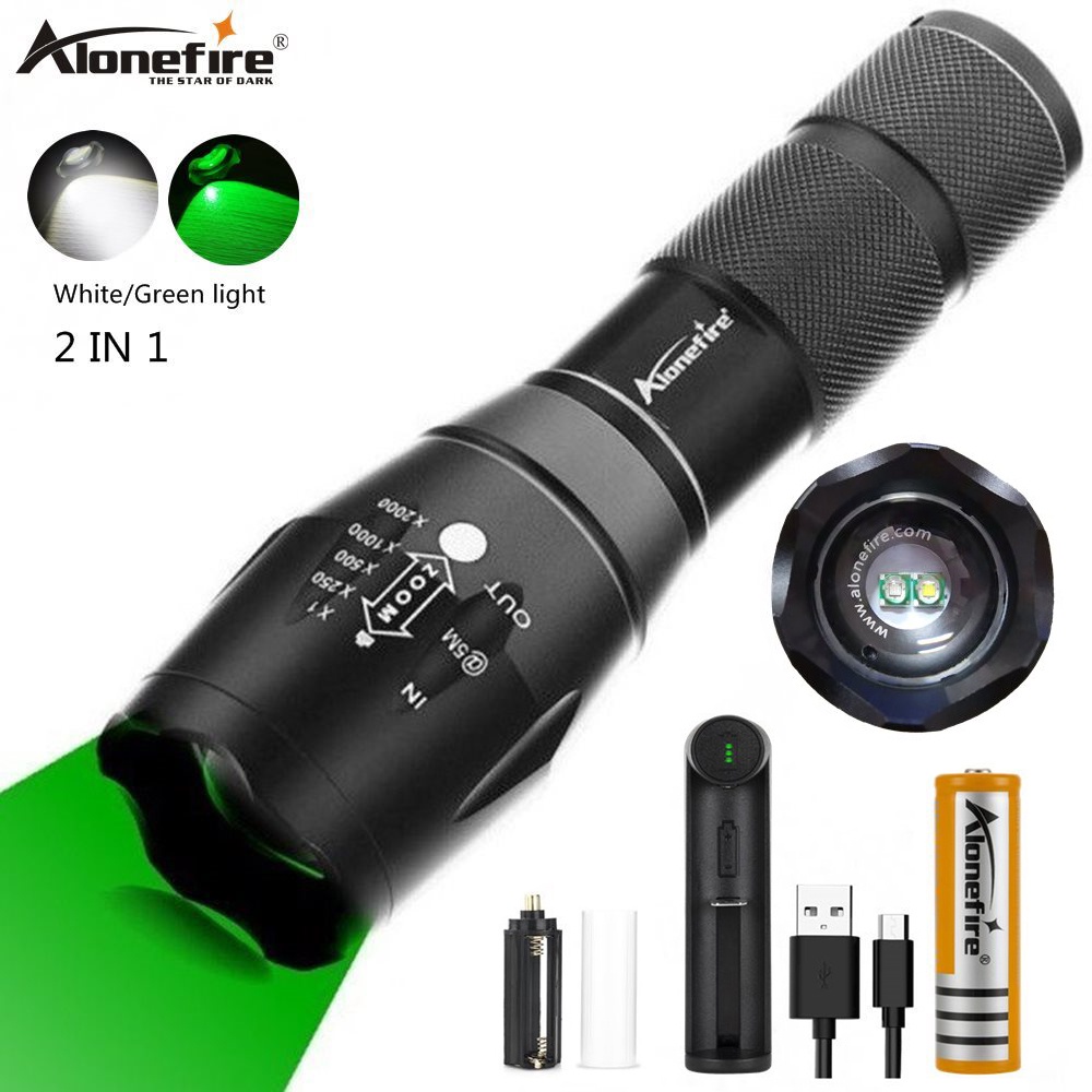 Alonefire G700-Wg 2 In 1 White + Green Light Led Flashlight Bright ...