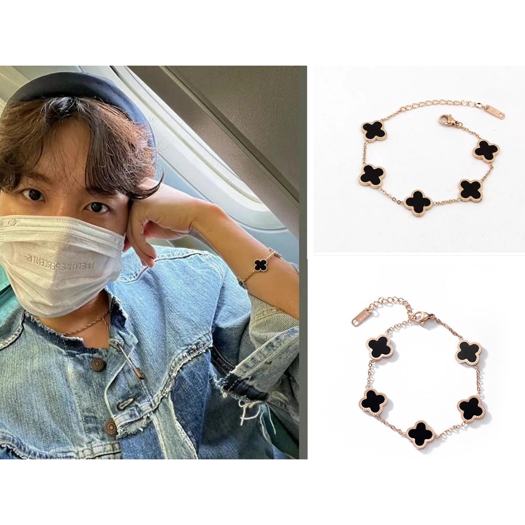 Kpop BTS J-HOPE Four-leaf Clover Bracelet Women's Korean Simple Ins ...
