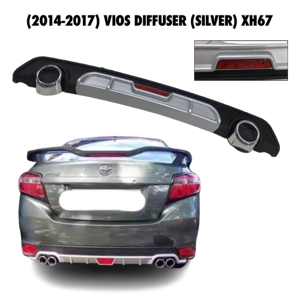 CPO 2014 2015 2016 2017 TOYOTA VIOS Silver Car Rear Bumper Diffusers ...