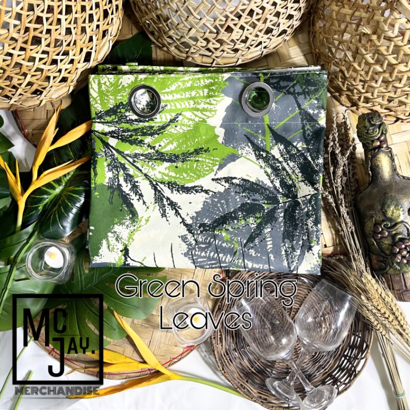 MCJAY - 3in1 Green Forest Leaves Ring Curtain Set (6ft/7ft) - Sold per ...