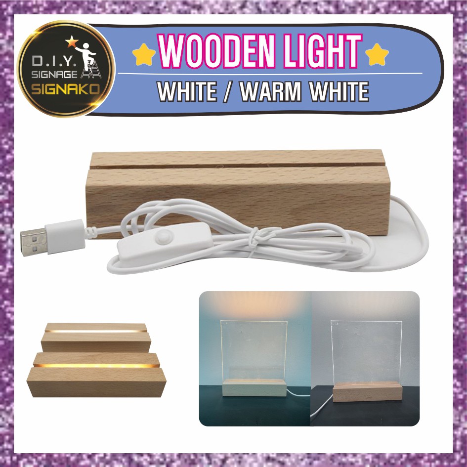 Wooden Led Light Base Stand / White Warm RGB Night Lamp Home Decor ...