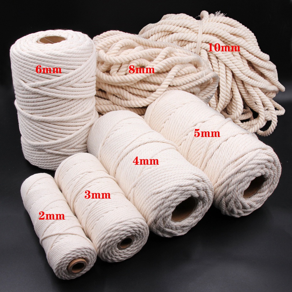 1/2/3/6/8/10mm Macrame Cord Rope String Natural Cotton Macrame Twisted ...
