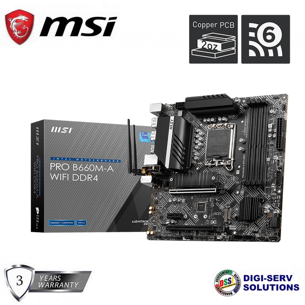MSI PRO B660M-A WIFI DDR4 Micro-ATX Motherboard, Intel® B660 Chipset ...