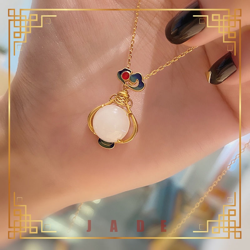 [Lucky Jade] S925 Silver Gold-Plated Pendant Epoxy Enamel Ornament ...