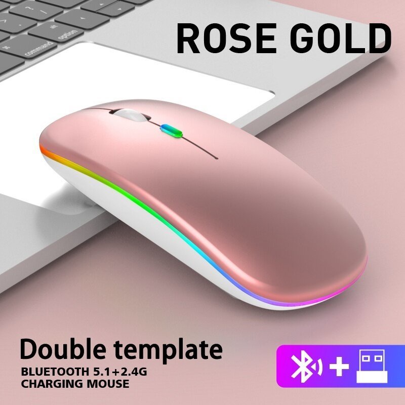 Bluetooth Wireless Rechargeable Mouse Silent LED Backlit Mouse Pink ...