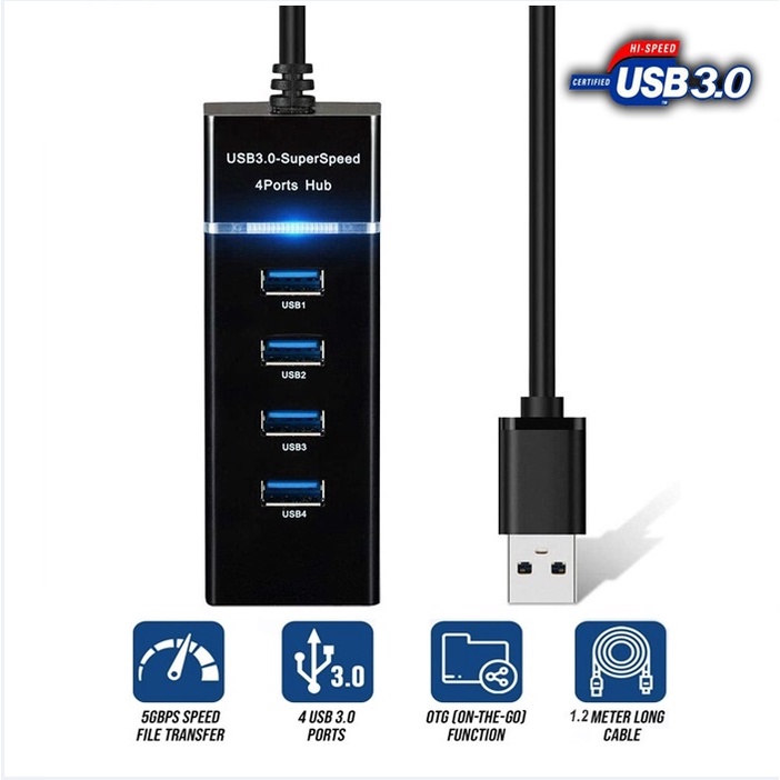 ORIGINAL 3.0 USB Hub Super Speed 5Gbps 4 Ports Black 1.2M and White ...
