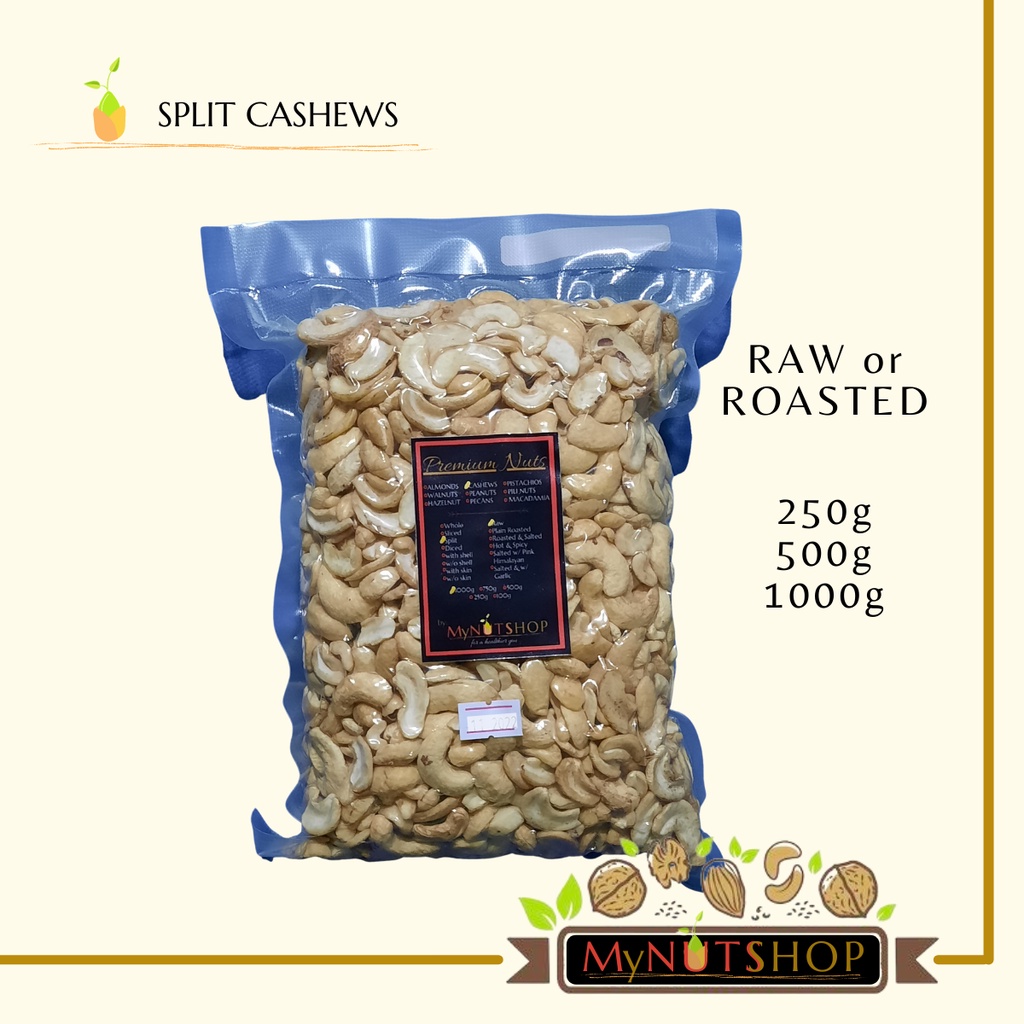 ROASTED SPLIT CASHEWS / Ready to eat / Unsalted I in 1kg 500g & 250g ...