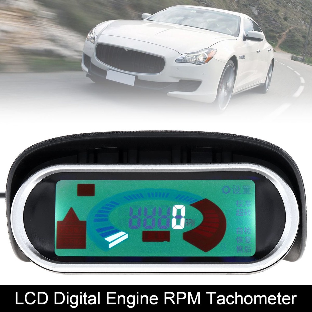 Universal 12V / 24V LCD Digital Display 50-9999RPM Tachometer Tacho ...