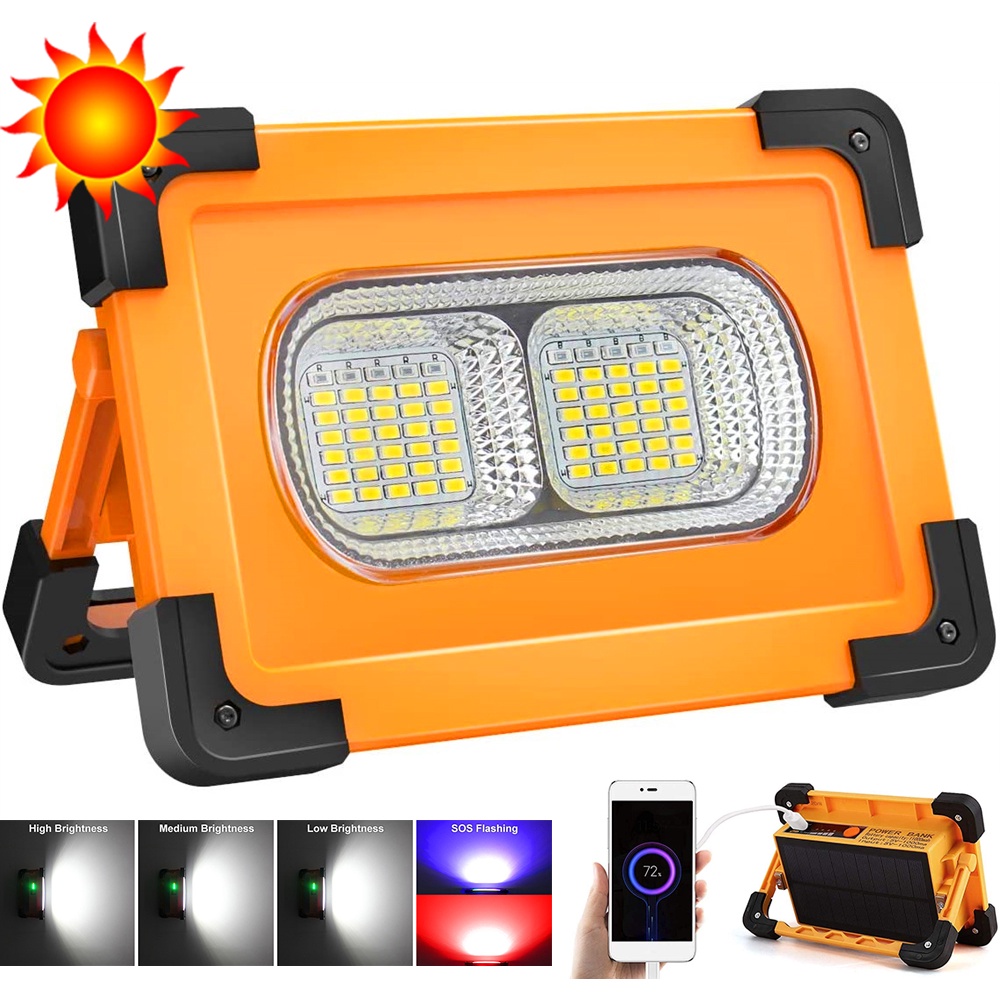 350W Rechargeable LED Solar Work Light Portable COB Flood Light Magnet ...