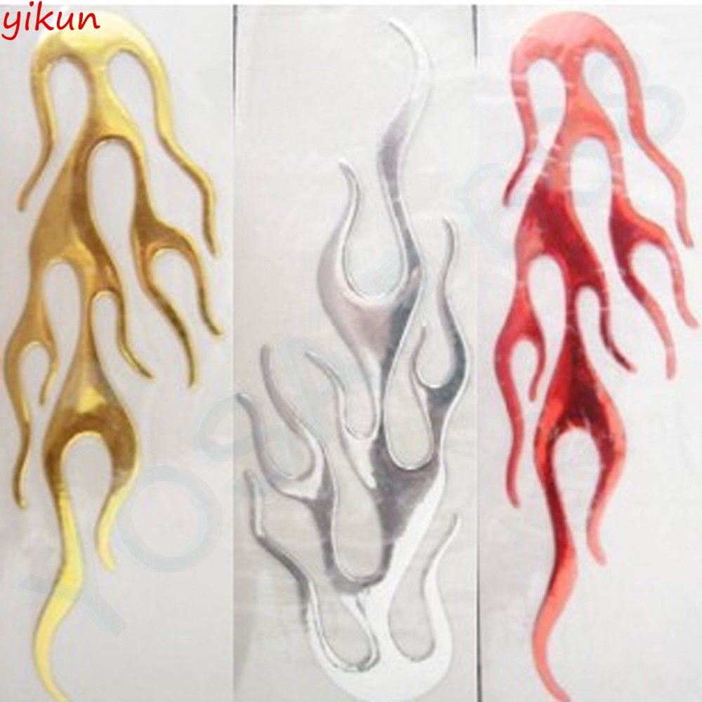 3D Flame Decals, Simulation Red Yellow Silver Flame Sticker Fits for ...