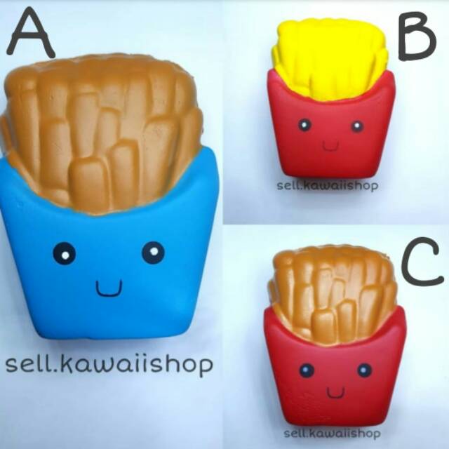 REPLIKA MERAH Squishy jumbo french fries red blue suqi elan replica ...