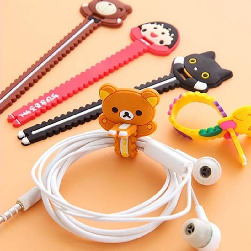 Multifunction PVC Cable Strap Ties / Creative Cute Cartoon Headphone ...