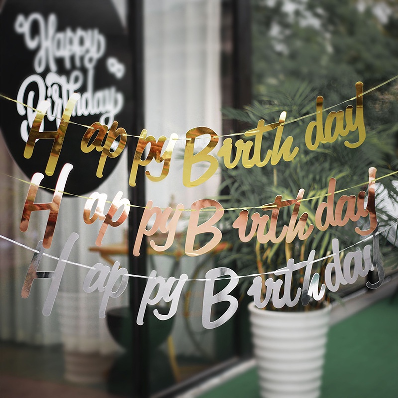 happy birthday banner script cursive bunting banner birthday partyneeds ...