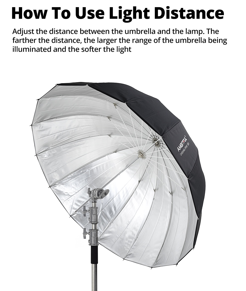 AMBITFUL 41 inch 105cm Deep Parabolic Black Silver White Reflective ...