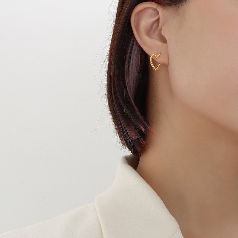 Irregular love geometric Earrings female Earrings titanium steel 18K ...