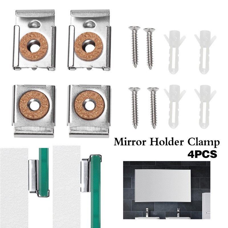 4PCS/Set Mirror Holder Clamps Spring Loaded Mirror Clips Adjustable ...