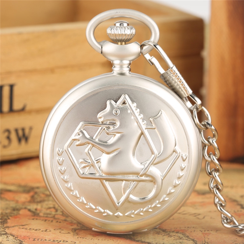 Silver Edward Elric FOB Fullmetal Alchemist Analog Quartz Pocket Watch ...