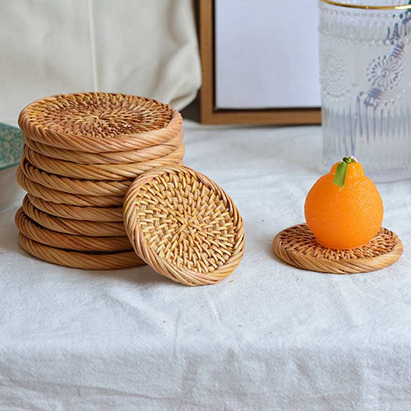 Autumn Rattan Woven Coaster Storage Cup Holder Potholder Shooting Props ...
