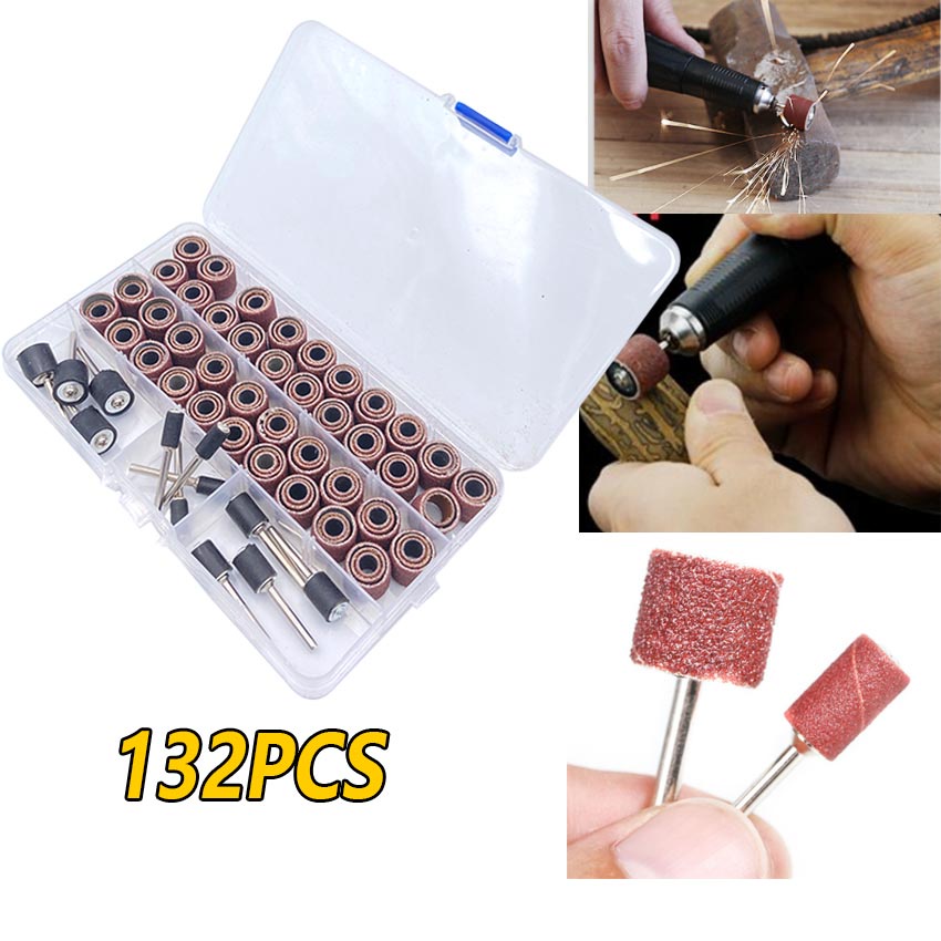 132Pcs Sand Paper Ring Drum Sanding Kit Fits for Dremel Tool Grinding ...