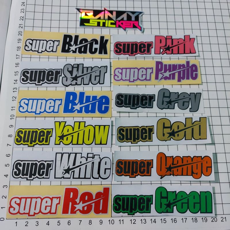 Sticker CUTTING SUPER BLACK, SUPER BLUE, SUPER WHITE, SUPER RED ETC ...
