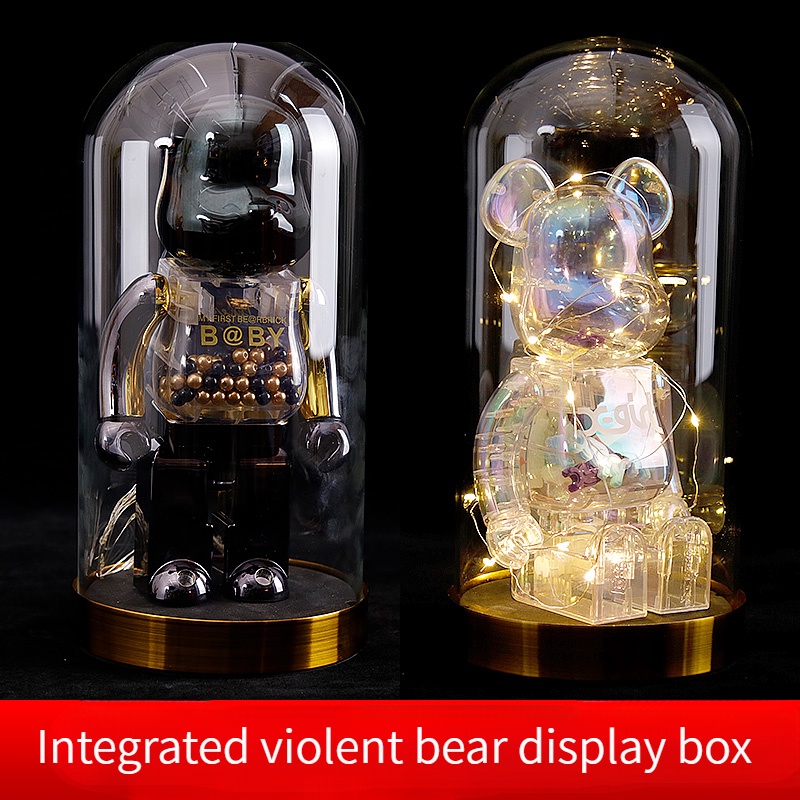 Violent Bear Transparent Display Box bearbrick 400% Figure Glass Cover ...
