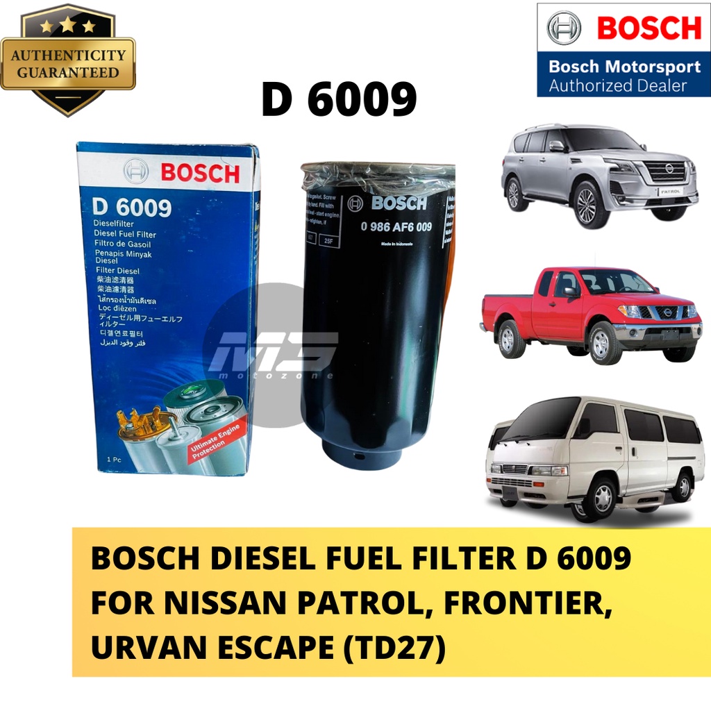 BOSCH DIESEL FUEL FILTER D 6009 FOR NISSAN PATROL, FRONTIER, URVAN ...