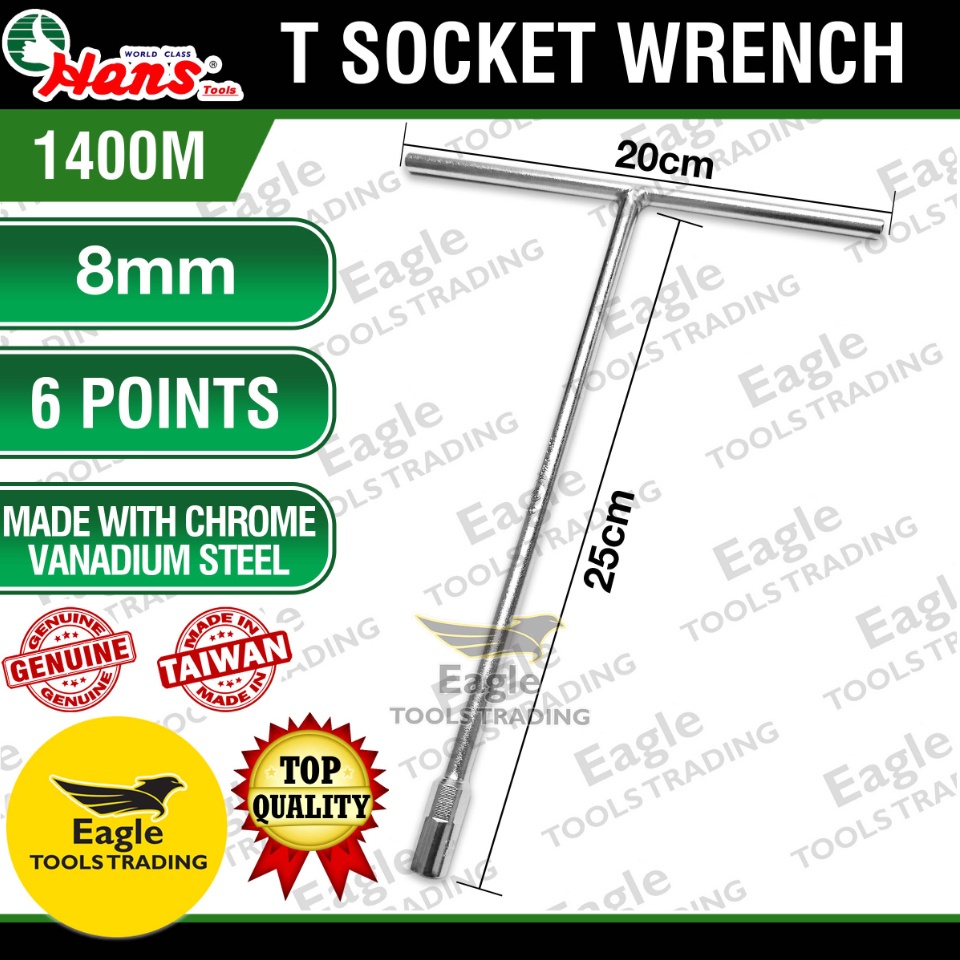 Hans 8mm T Wrench Socket Type 8mm 6 points 1400M | Chrome Vanadium ...