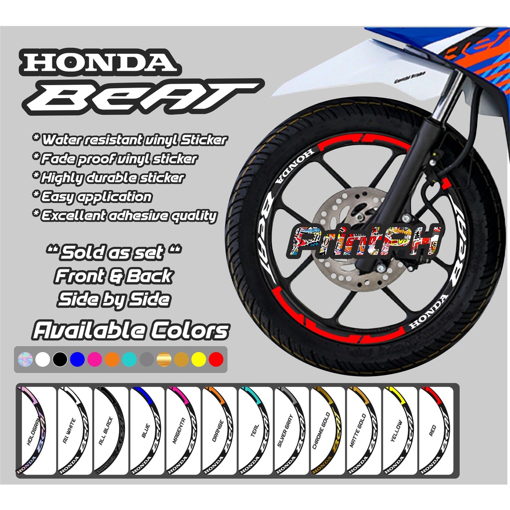 Honda Beat Mags Decals Sticker Front & Back Side by Side 4pcs[Bracket ...