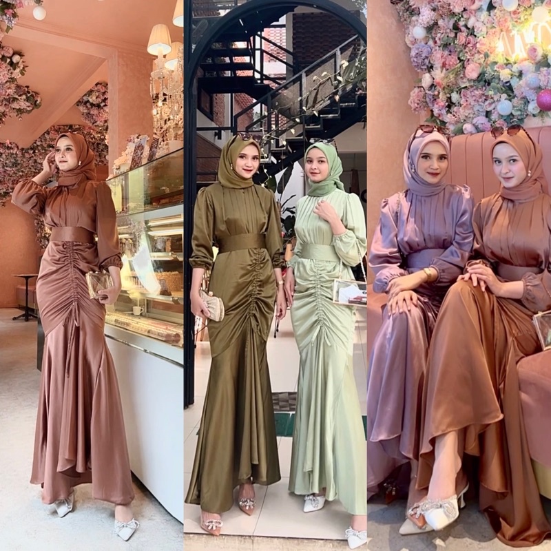 VANNYA DRESS // BUSUI WOMEN'S WEDDING MUSLIM CLOTHES SATIN MATERIAL ...