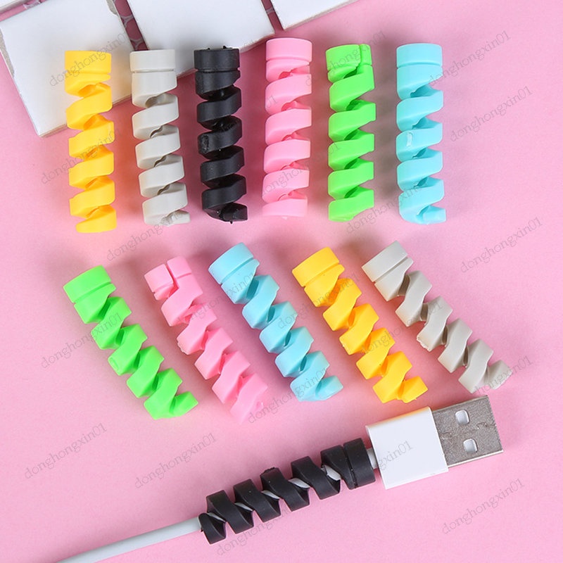 4pcs Spiral Cable Protector Cable Organizer Wire Data Line TPE Silicone ...
