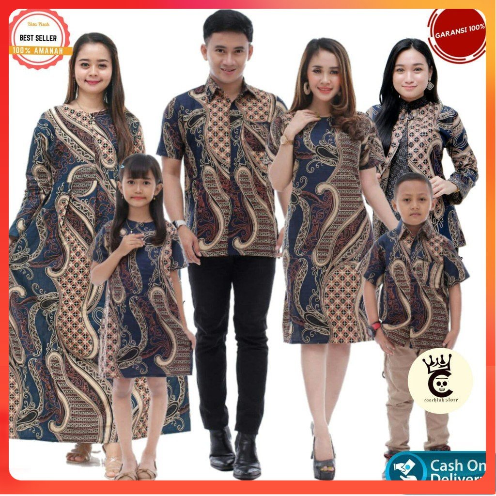 KEMEJA Couple Batik Shirt Modern Family Batik Banyu mili Motif Navy ...