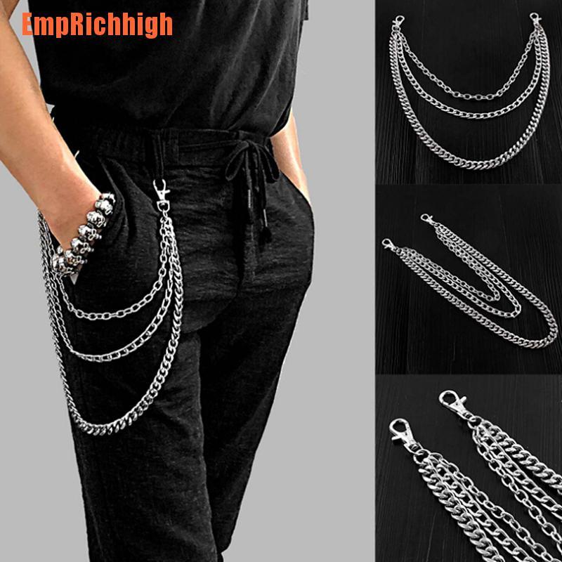 QrhYK>3 Layers Stainless Steel Men Trouser Pant Wallet Belt Ring Chain ...