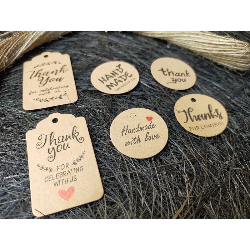 100Pcs Kraft Paper Thank You Tag w/ Rope for Souvenirs & Giveaway ...