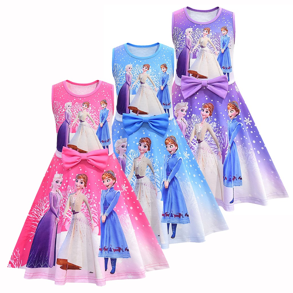 Frozen Princess Elsa Anna Dress Girls Carton Dress Kids Clothing Party ...