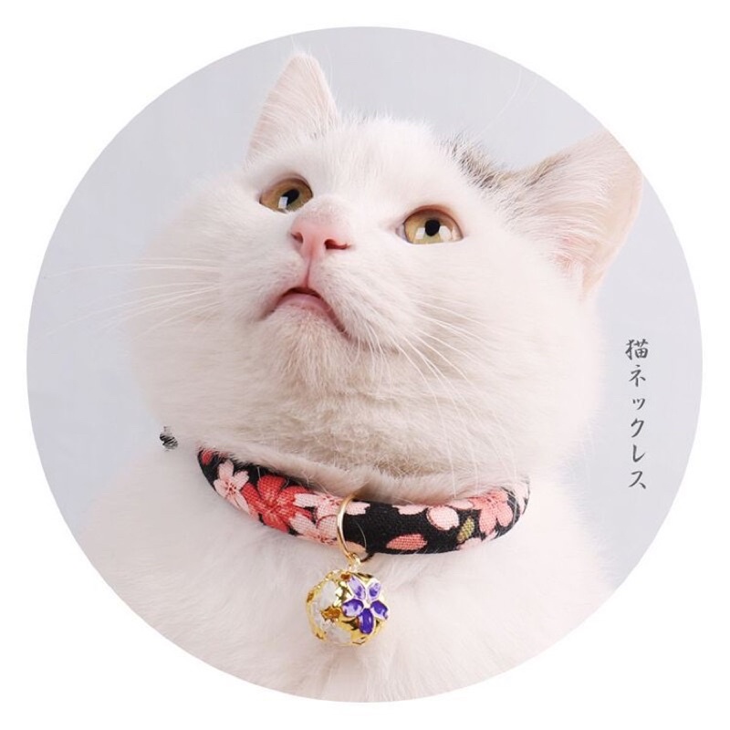 Japanese Style Adjustable Handmade Dog Cat Collar with Bell - Adorable ...