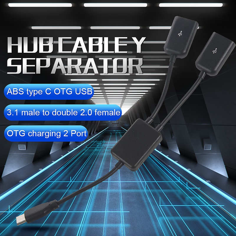 Type C OTG USB 3.1 Male to Dual 2.0 Female OTG Charge 2 Port HUB Cable ...