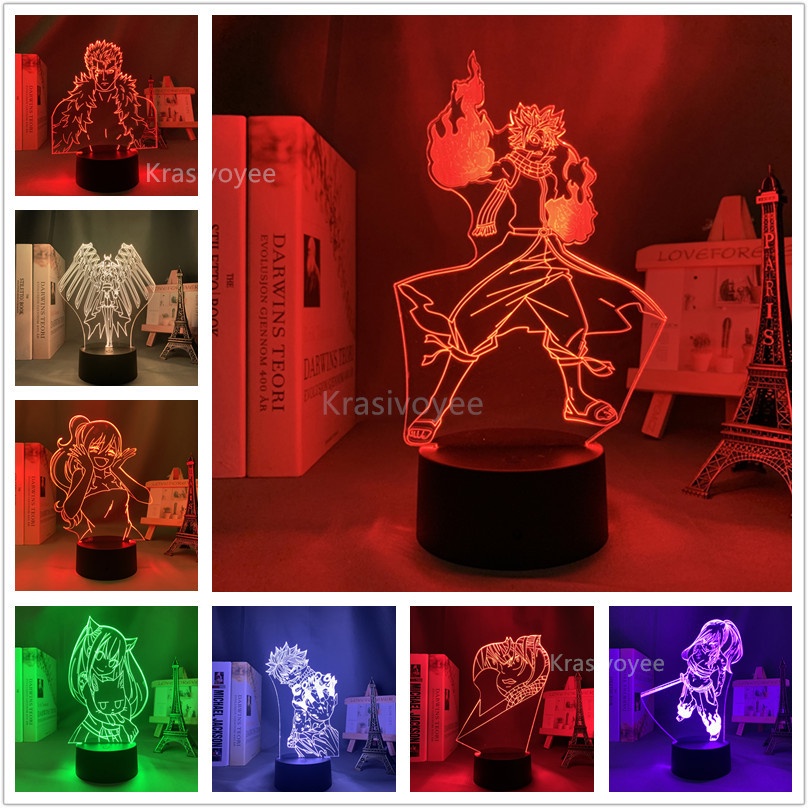 Fairy Tail 3D Lamp Night Light Erza Scarlet Juvia Lockser Laxus Dreyar ...