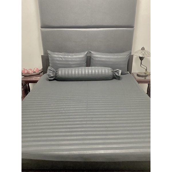 Fully Garterized Plain Canadian Cotton Bedsheet with 2 pillowcase ...