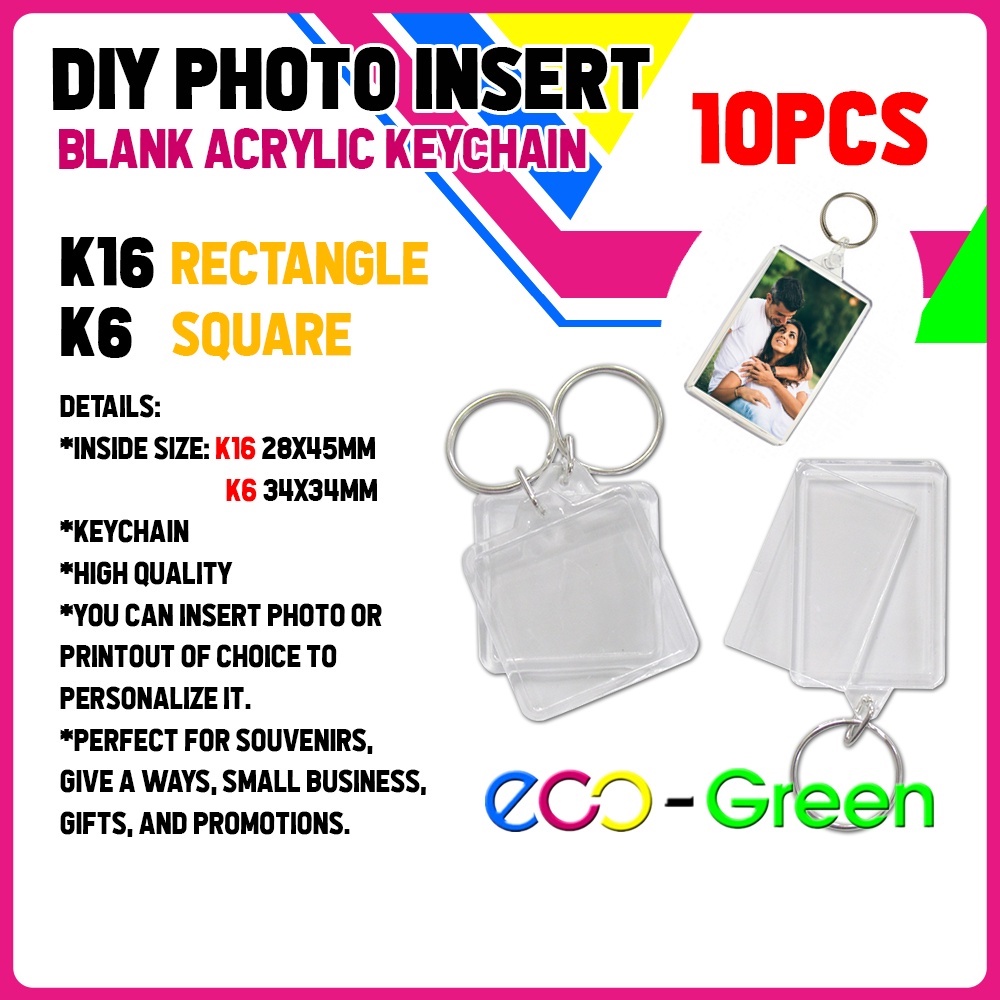 10 pcs Photo Insert Rectangle Square Acrylic Keychain acrylic clear ...