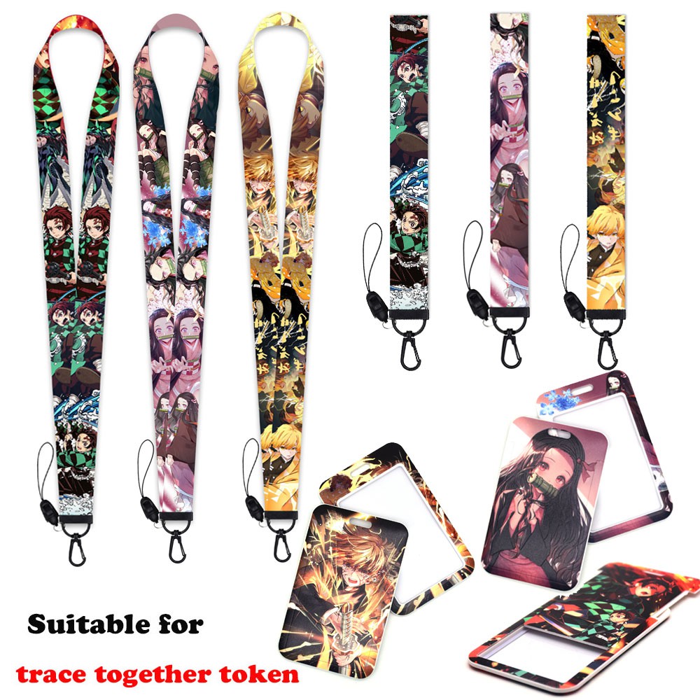 Demon Slayer Lanyard Card Holder Keychain Mobile Phone Straps Keys ID ...