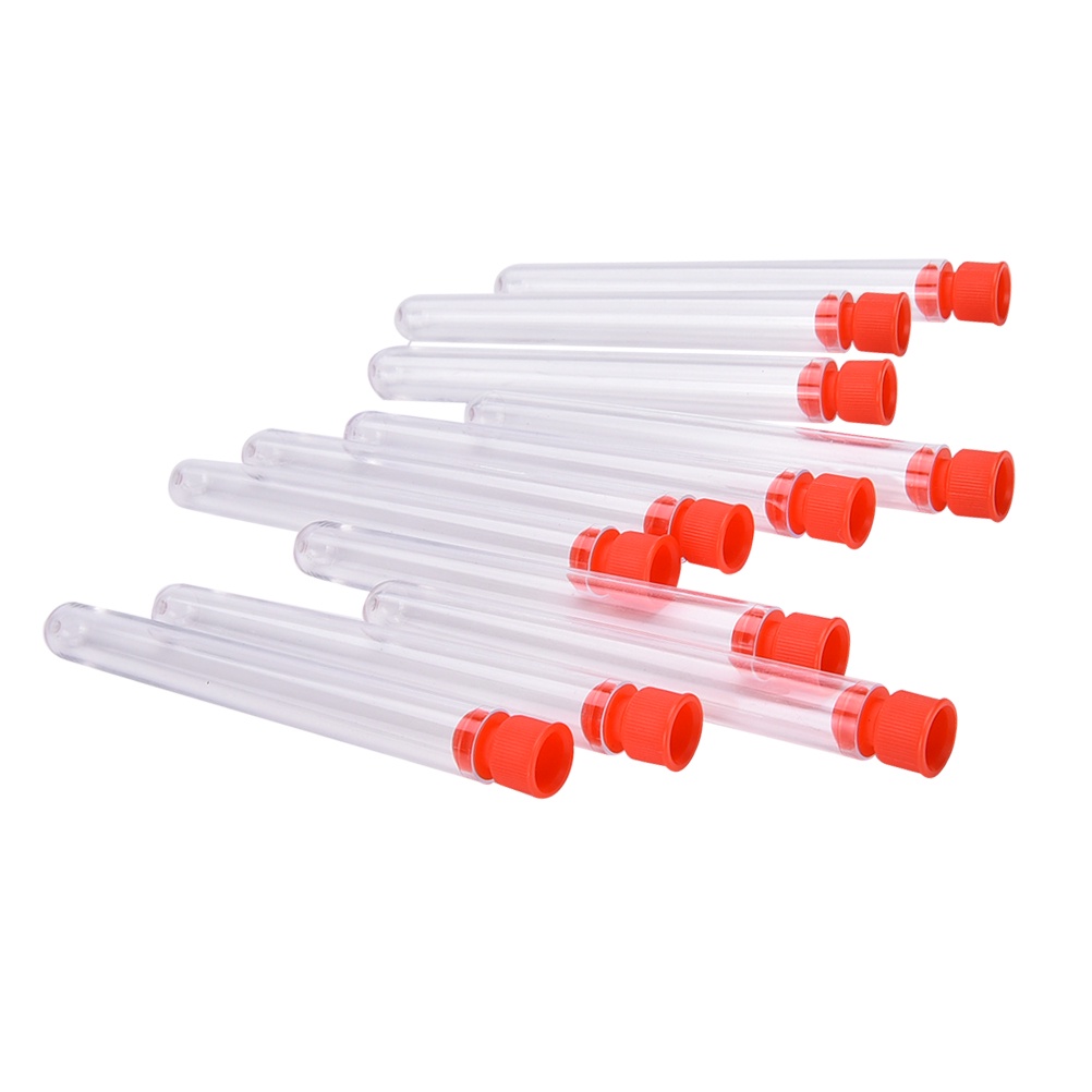 10 PCS Clear Transparent Plastic Test Tubes with Caps Stoppers School ...