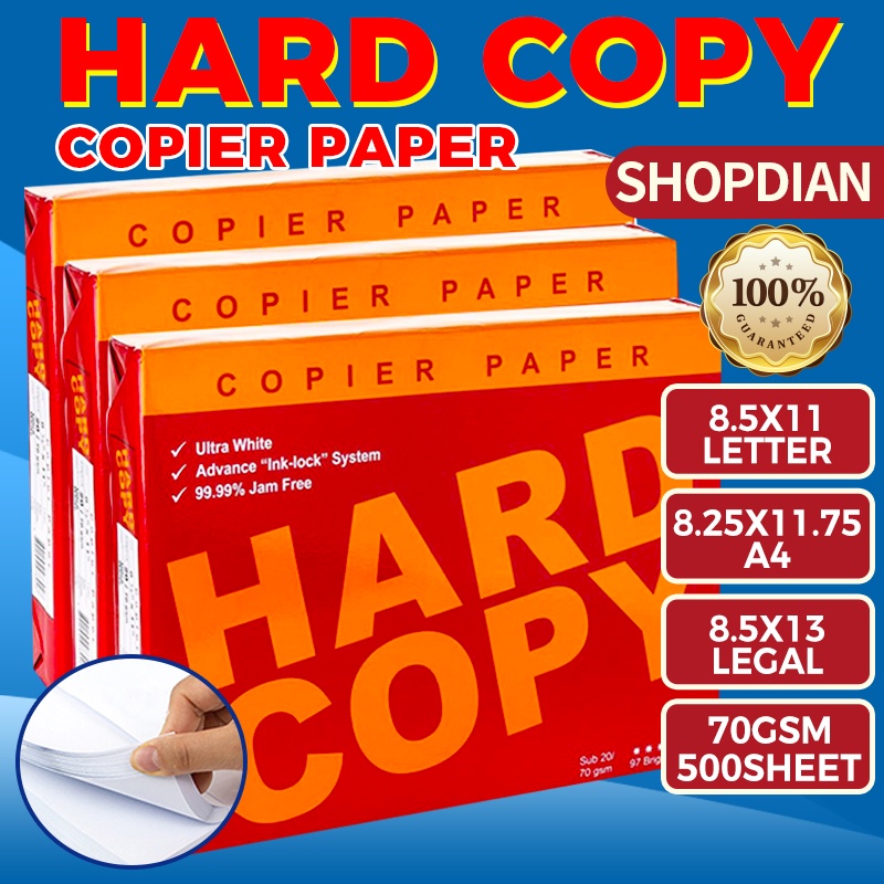 Hard Copy Bond Paper 70gsm (Short/A4/Long) 500Sheets | Shopee Philippines