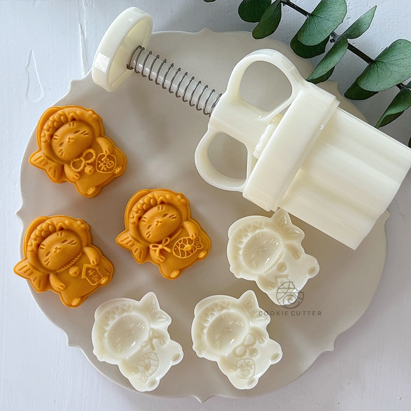 3Pcs/Set 30-50g Lucky Cat Mooncake Mold Mung Bean Pastry Pineapple Cake ...