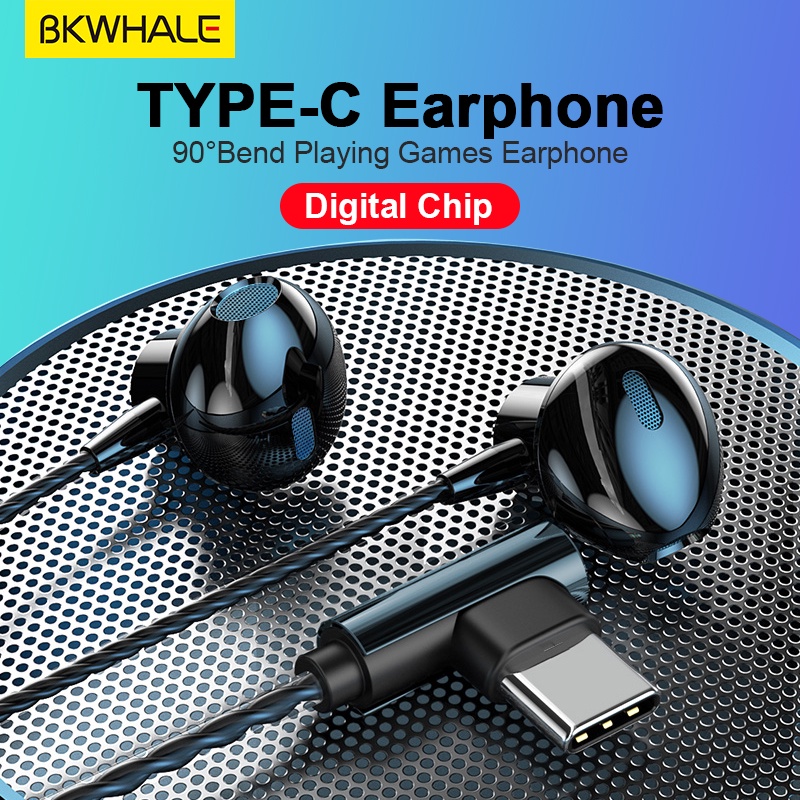 BKWHALE TP30 Type-C Earphone Type C Plug bend In-Ear Wired Earphones ...