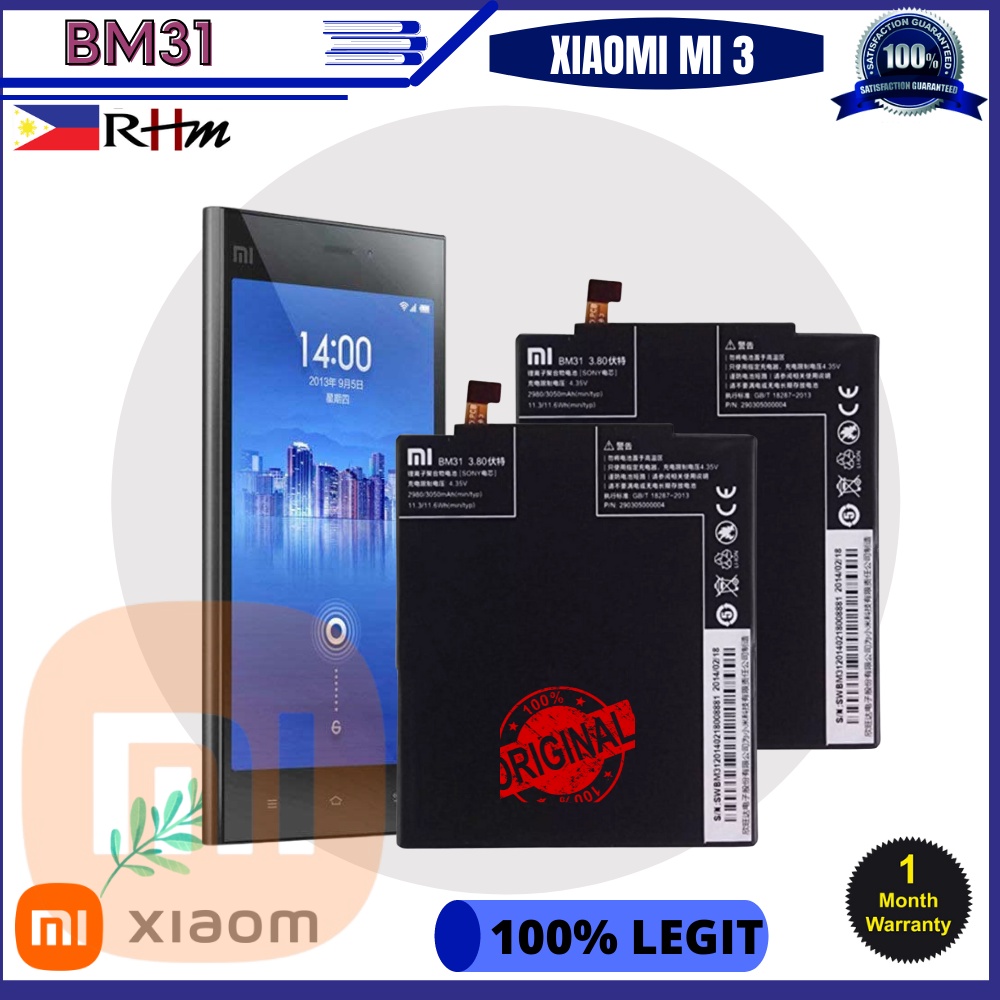 Xiaomi Mi 3, M3 Battery, Model: BM31 Original Quality Lithium-ion ...
