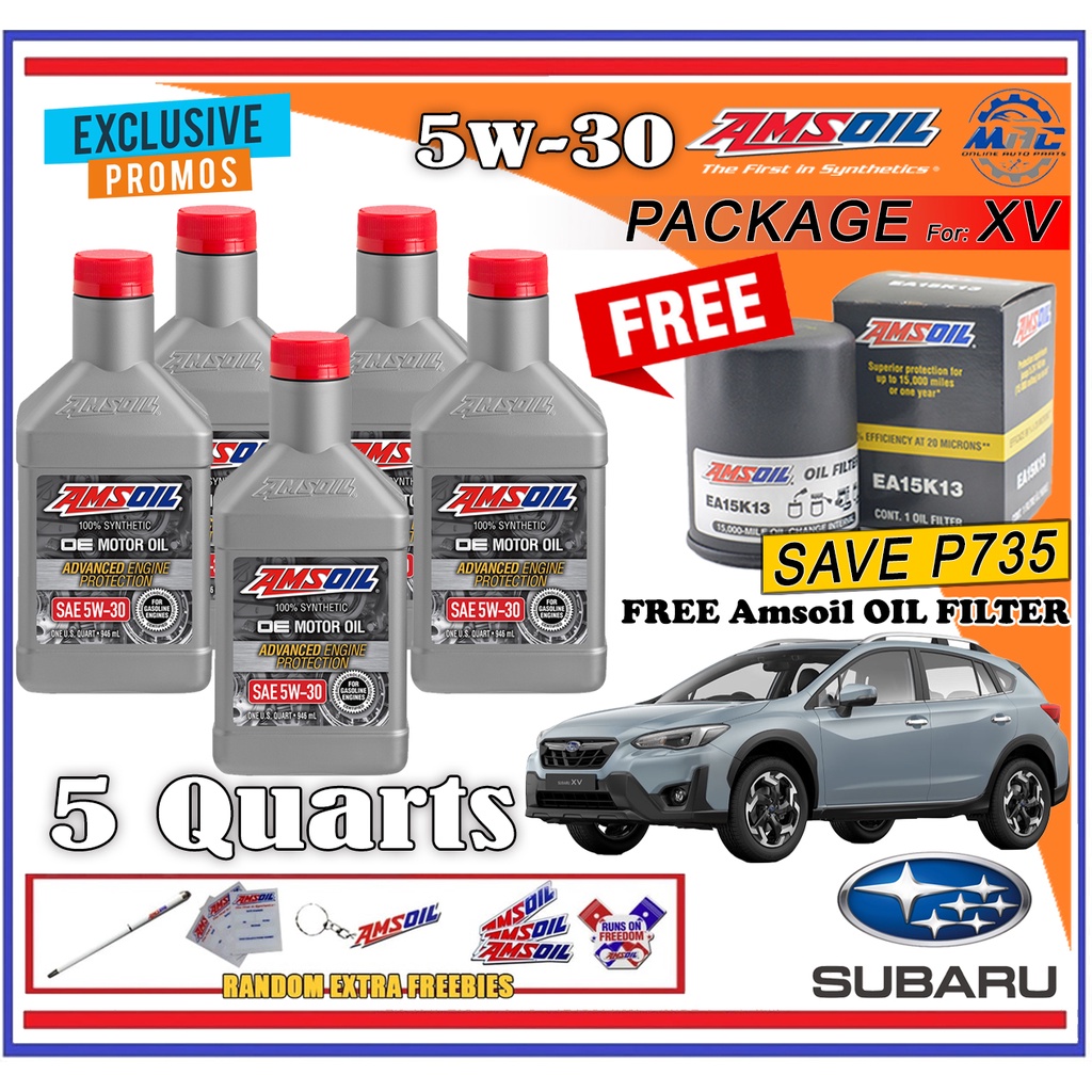AMSOIL OE Motor Oil 5W30 5 quarts FREE Oil Filter Package for SUBARU XV ...